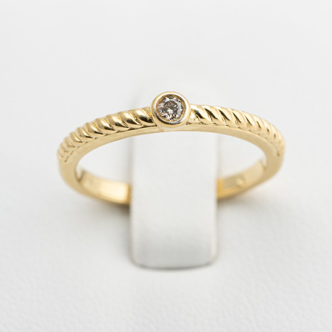 Diamond Stacker Ring, Sterling Silver in Yellow Tone, Ring Size 7 ...