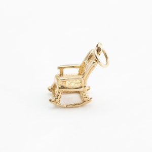 14k Yellow Gold, Tiny Gold Rocking Chair Charm Pendant, Minimalist ...