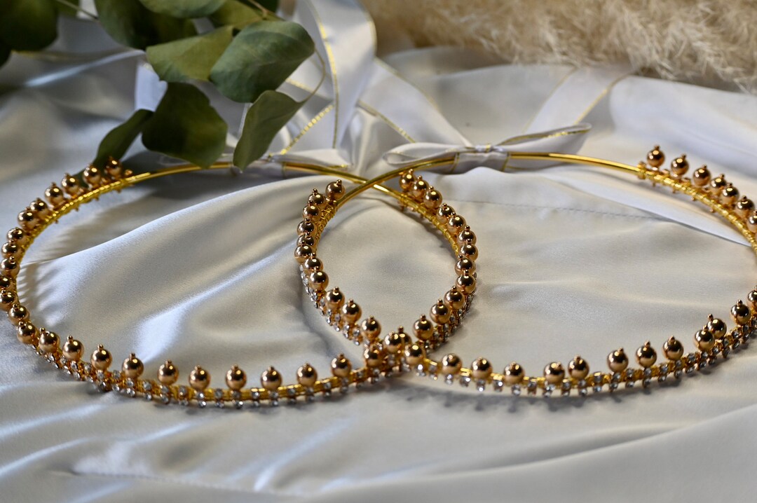 Pearl STEFANA Orthodox Wedding Crown: Gold Stephana Set of 2 - Etsy