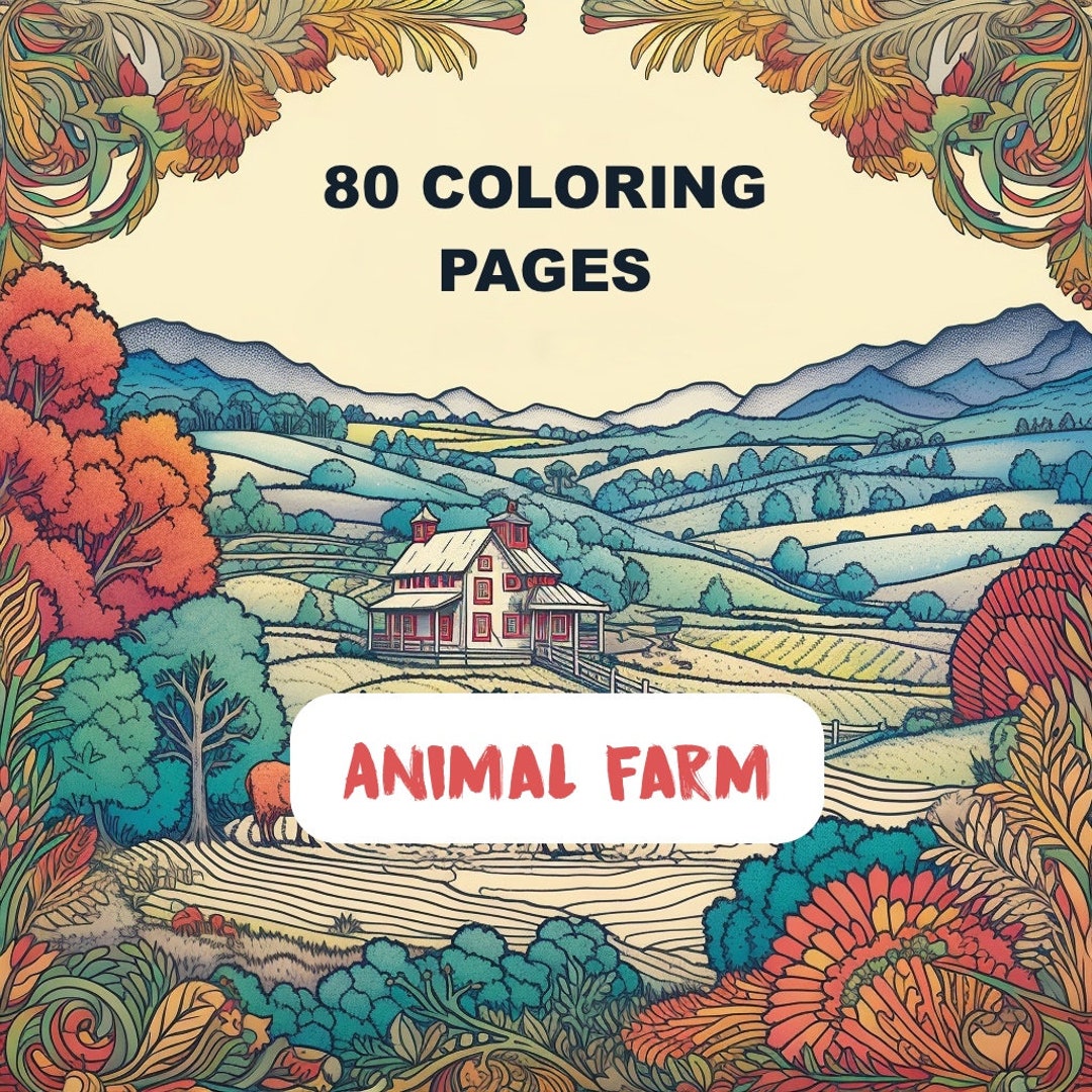 80 Floral Farm Animals Coloring Book, Printable Farm Animal Coloring ...