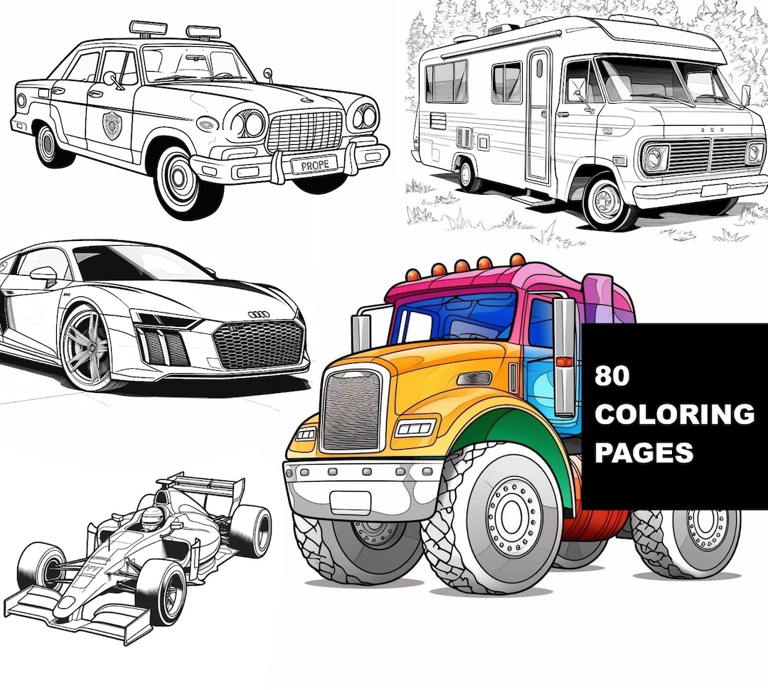 80 Cars Coloring Pages for Adult & Kids - Etsy