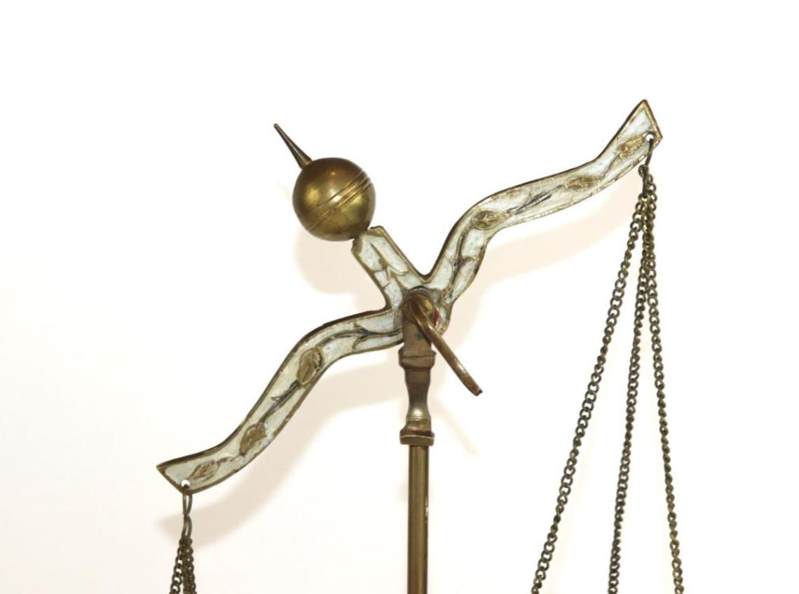 Vintage Indian Decorative Brass Balance Scale on Wooden Base, 34 Cm ...