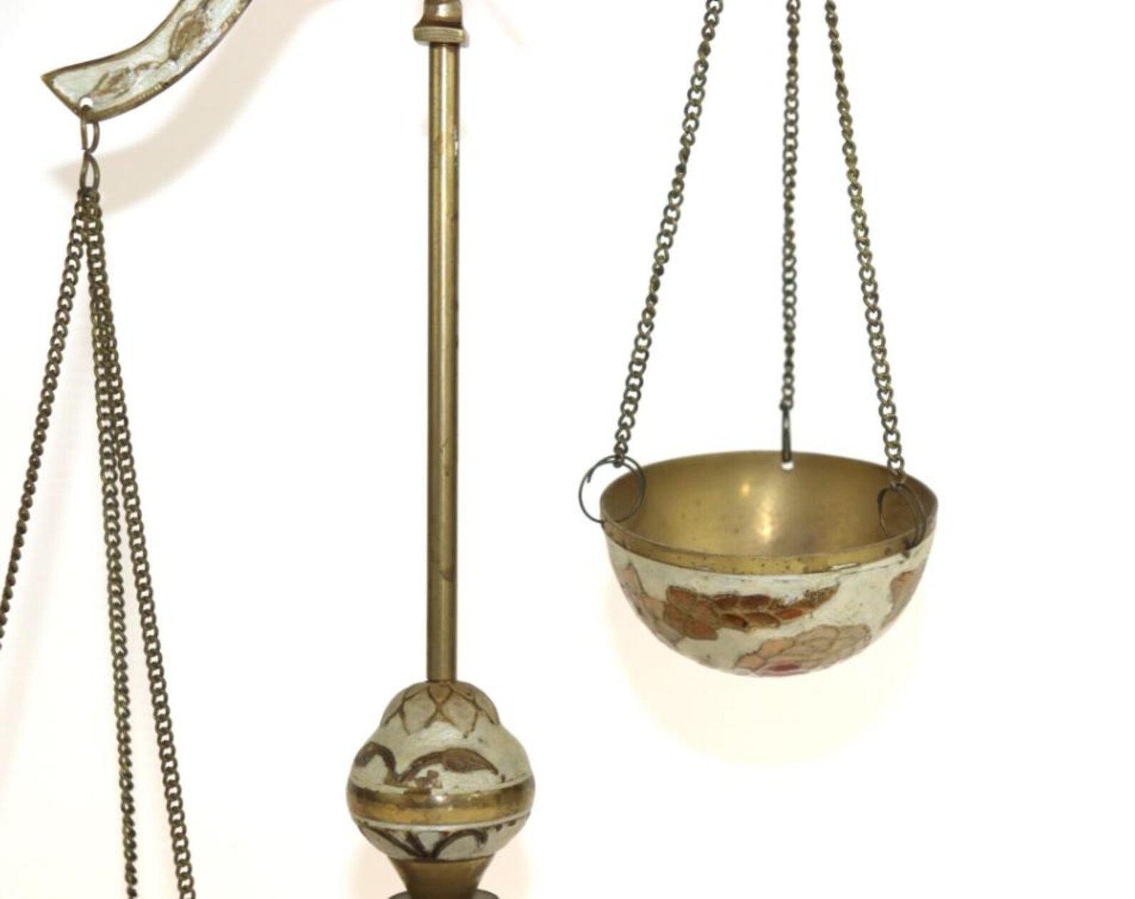 Vintage Indian Decorative Brass Balance Scale on Wooden Base, 34 Cm ...