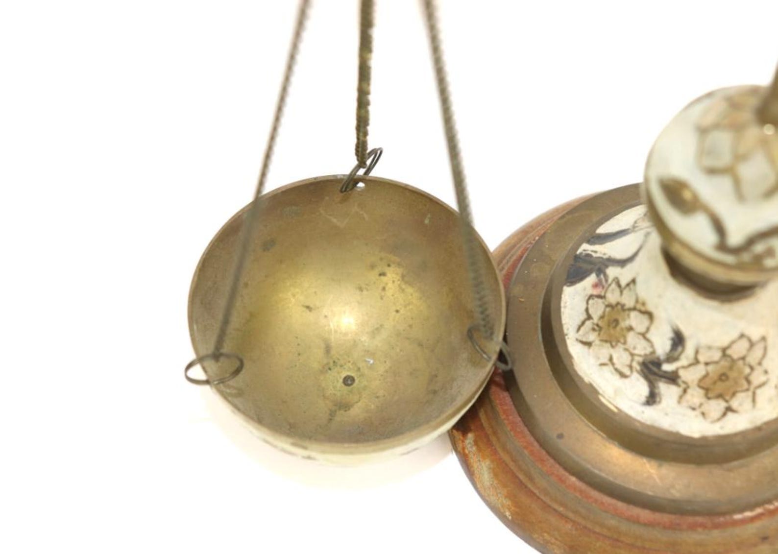 Vintage Indian Decorative Brass Balance Scale on Wooden Base, 34 Cm ...