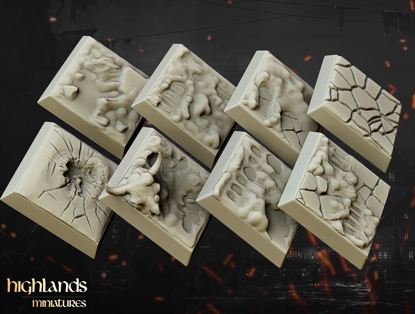 Snow bases 20mm square Highlands Miniatures | Etsy