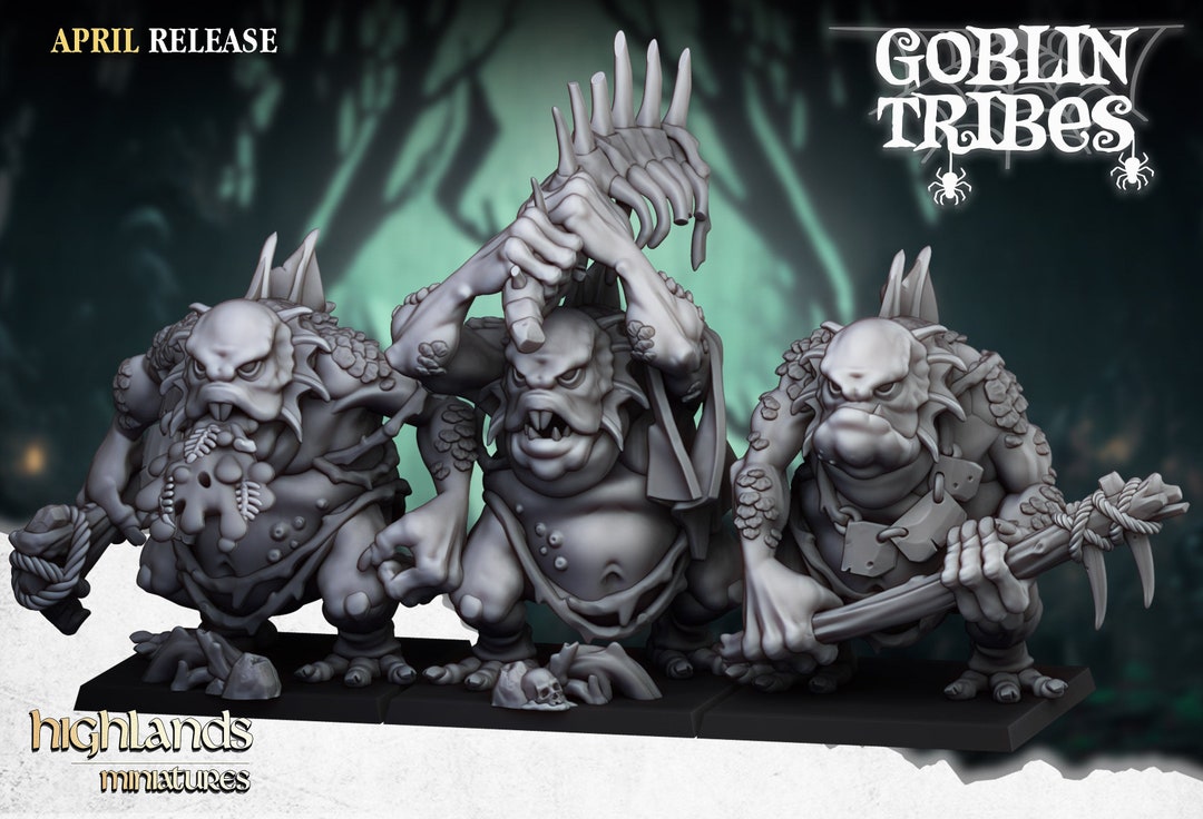 Swamp Trolls [3 Models], Highlands Miniatures, Goblins, WAP, 9th Age ...