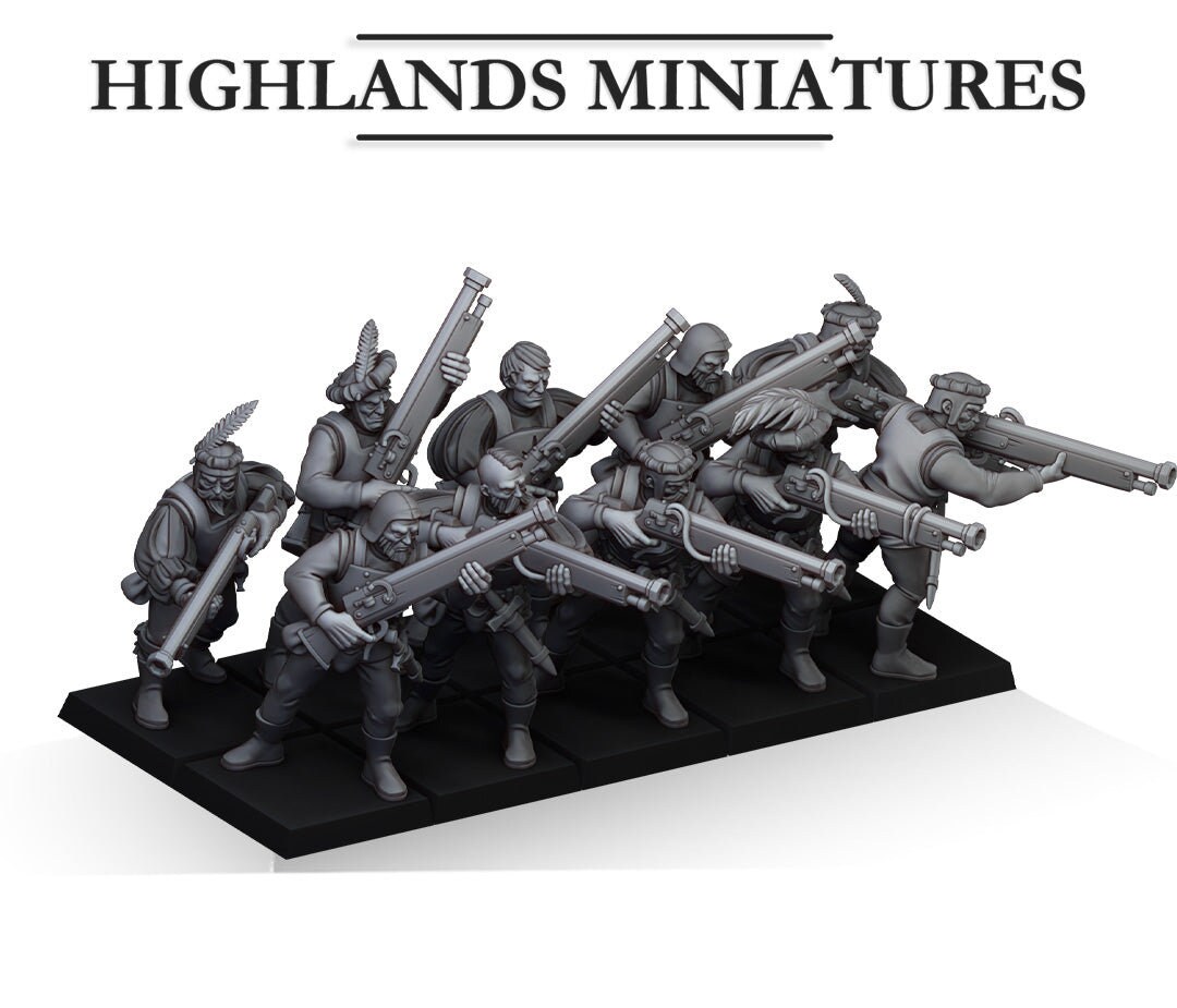 Arquebusiers [10 Models] [2023 Update], Highlands Miniatures, Empire of ...