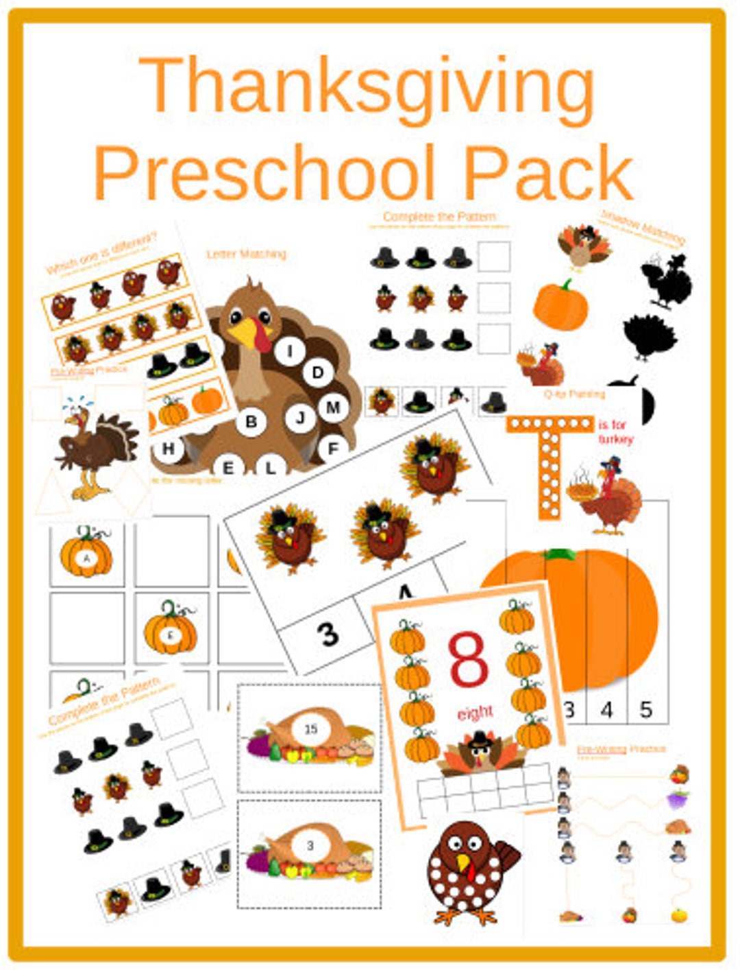 Thanksgiving Preschool Pack DIGITAL DOWNLOAD - Etsy