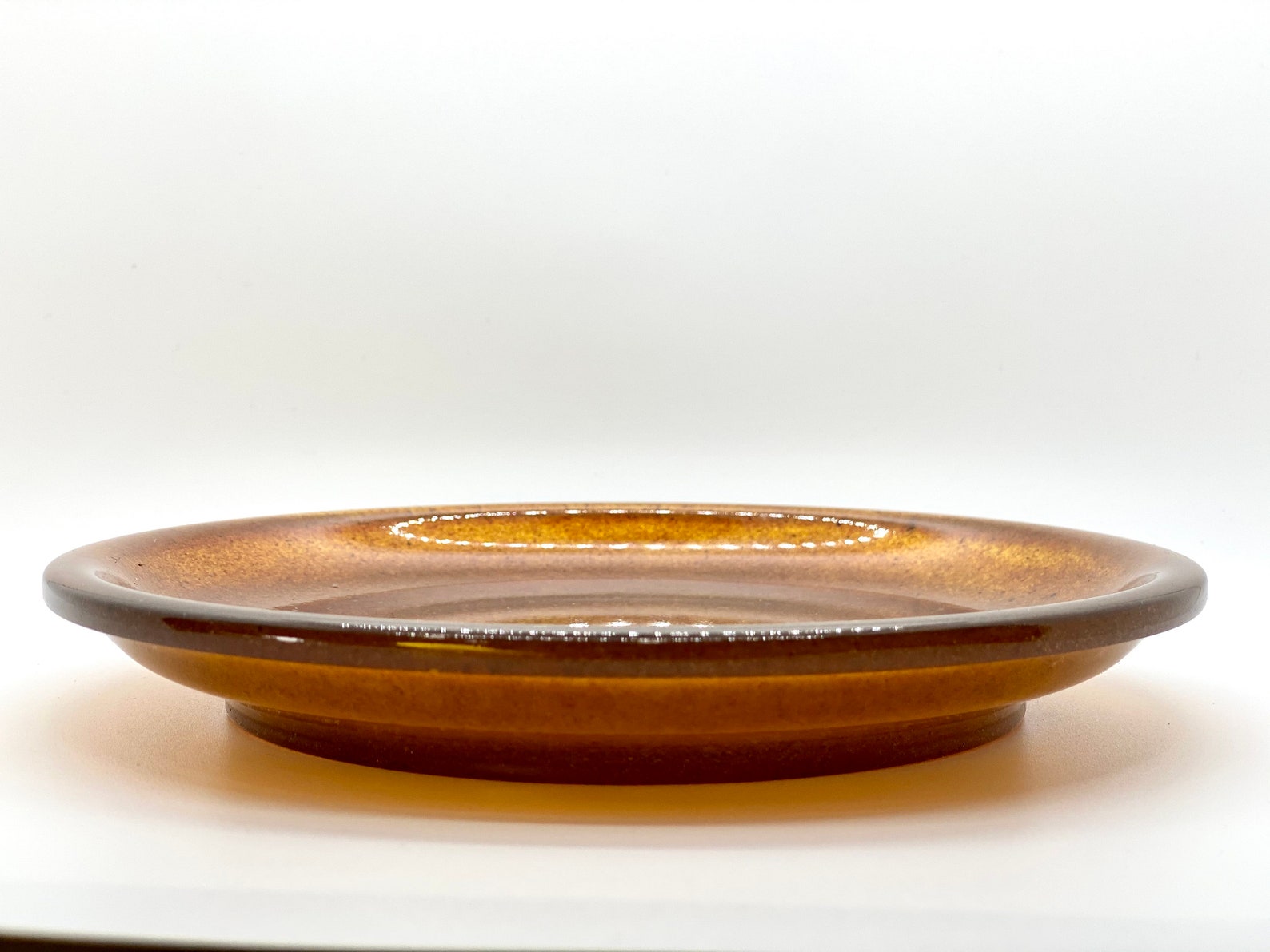 Plate From Natural Ember, Brown Color, Diameter 7 7/8 Inches, 317 Grams ...