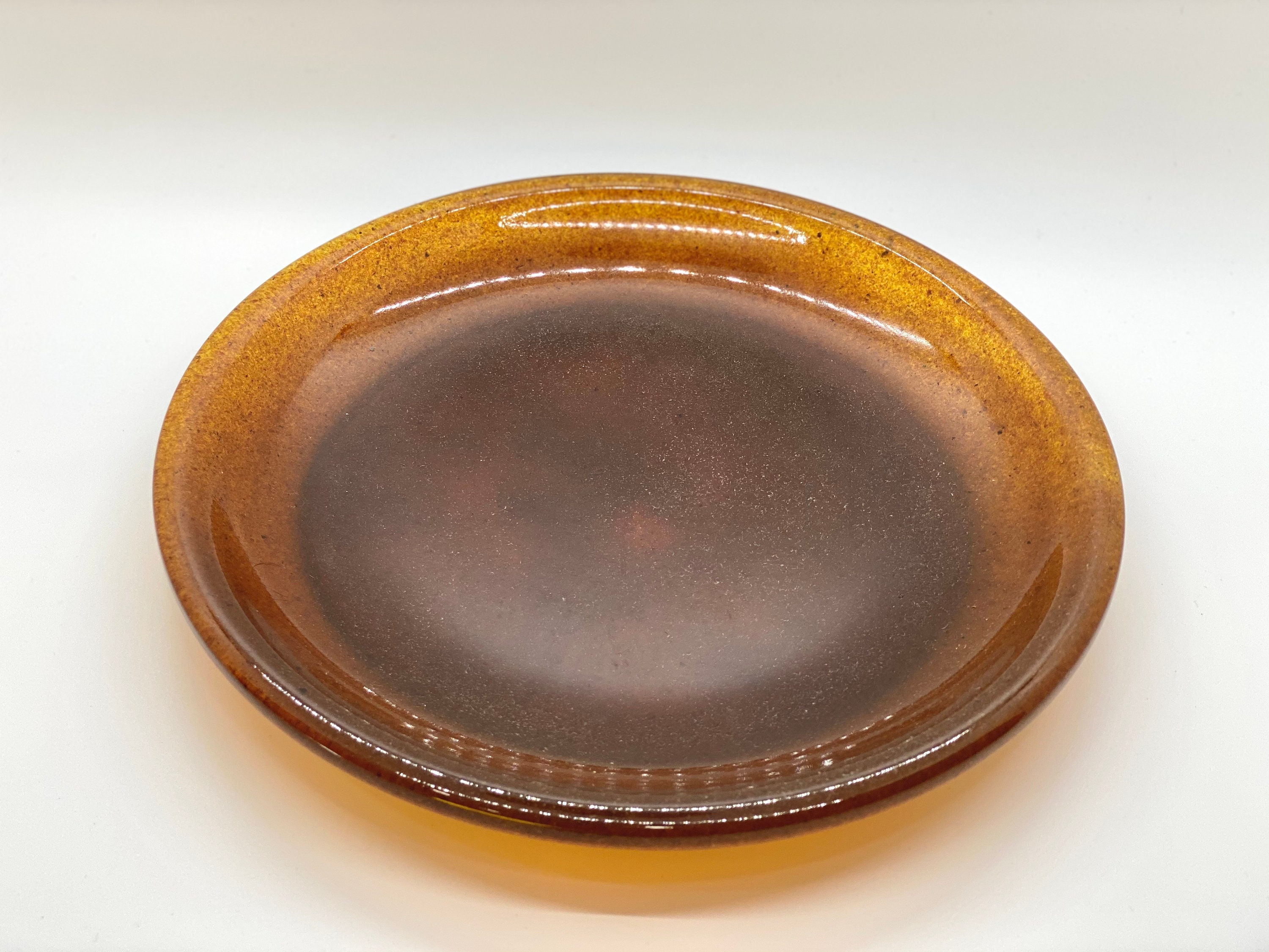 Plate From Natural Ember, Brown Color, Diameter 7 7/8 Inches, 317 Grams ...