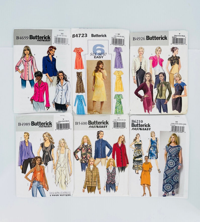 Sewing Patterns Butterick 4659, 4723, 4926, 4989, 5400, 6210, Dress ...
