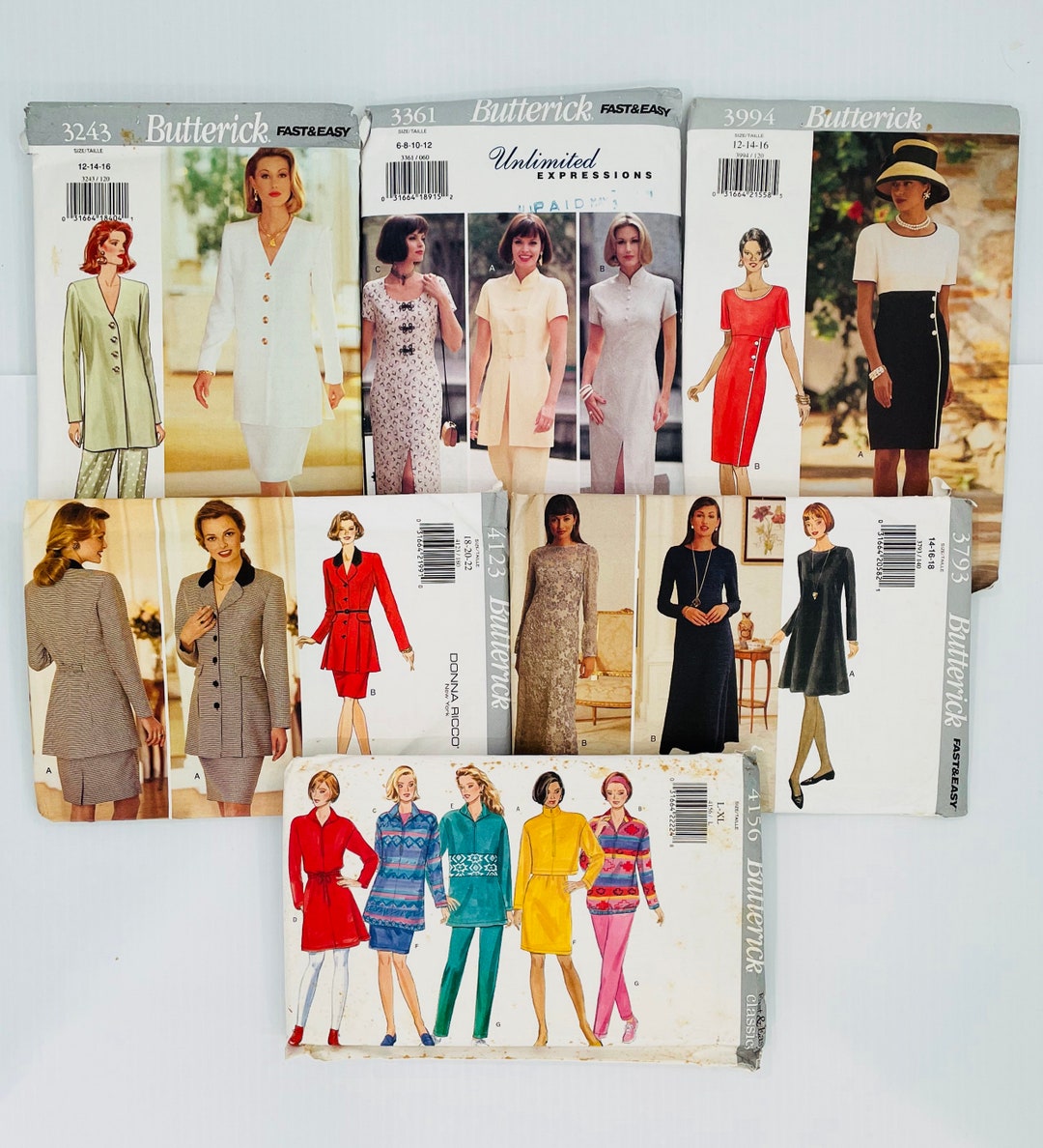 Vintage Sewing Patterns Butterick 3243, 3361, 3994, 4123, 3793, 4156 ...
