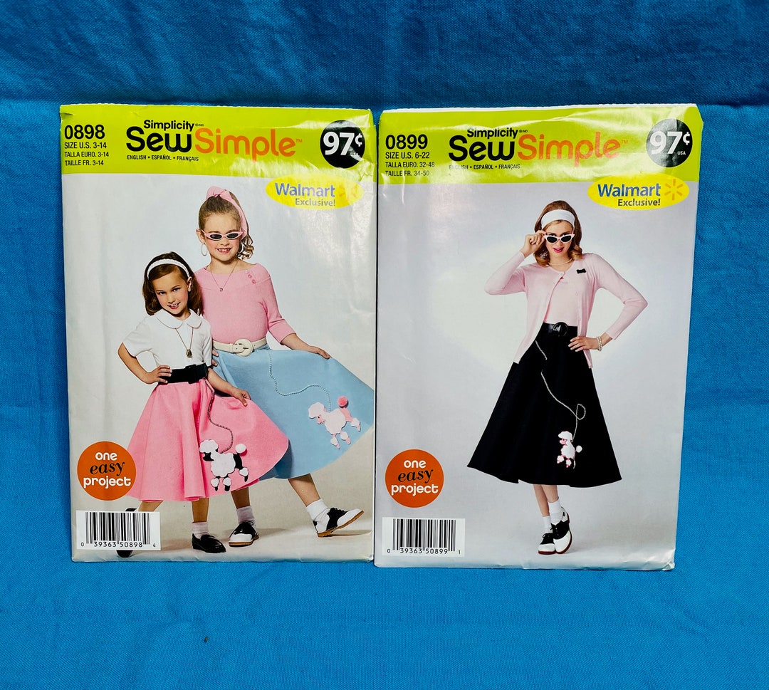 Set of Two Costume Patterns for Poodle Skirt, Girls and Ladies, Mommie ...