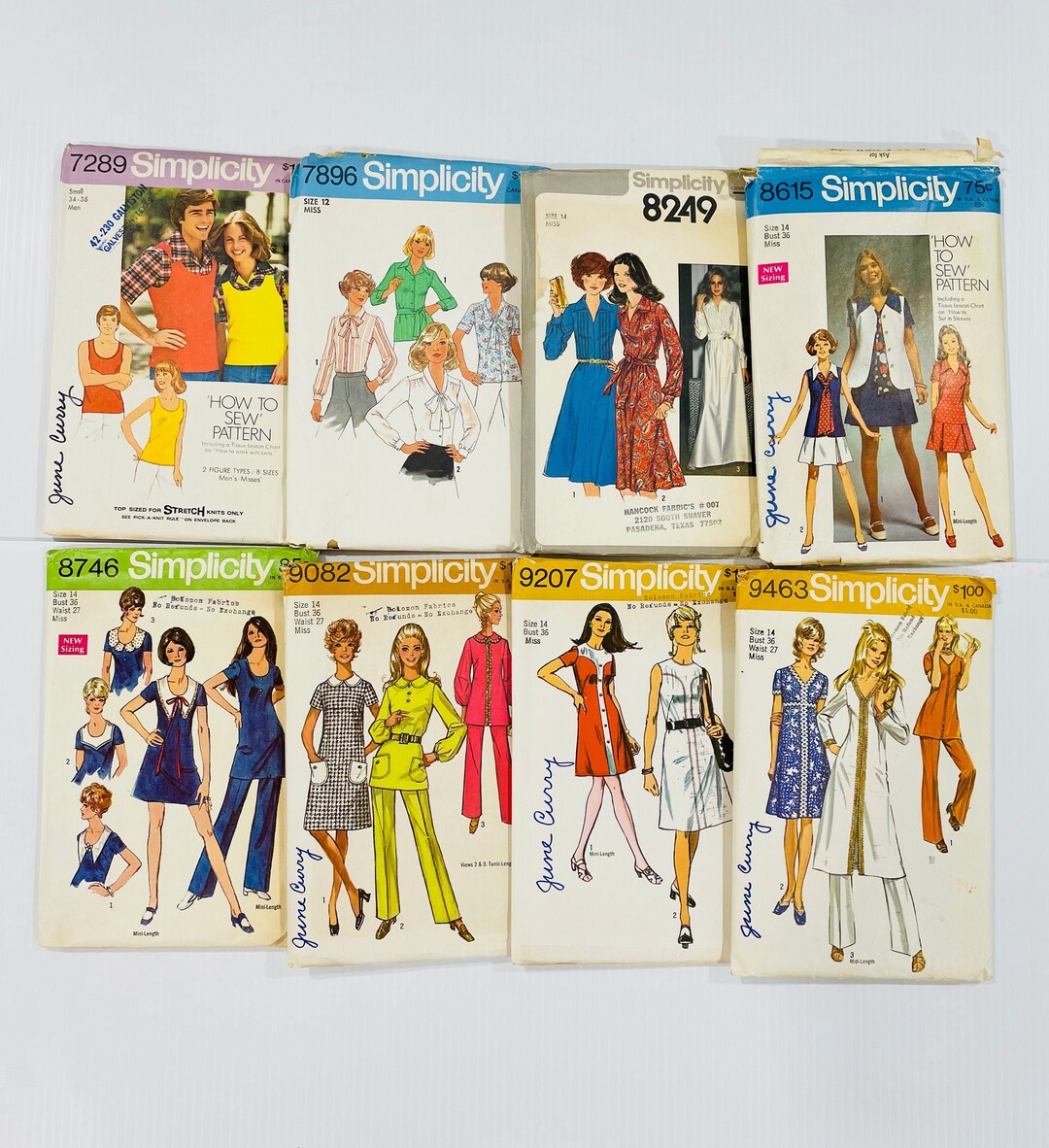 Vintage Sewing Patterns Simplicity 7289, 7896, 8249, 8615, 8746, 9082 ...