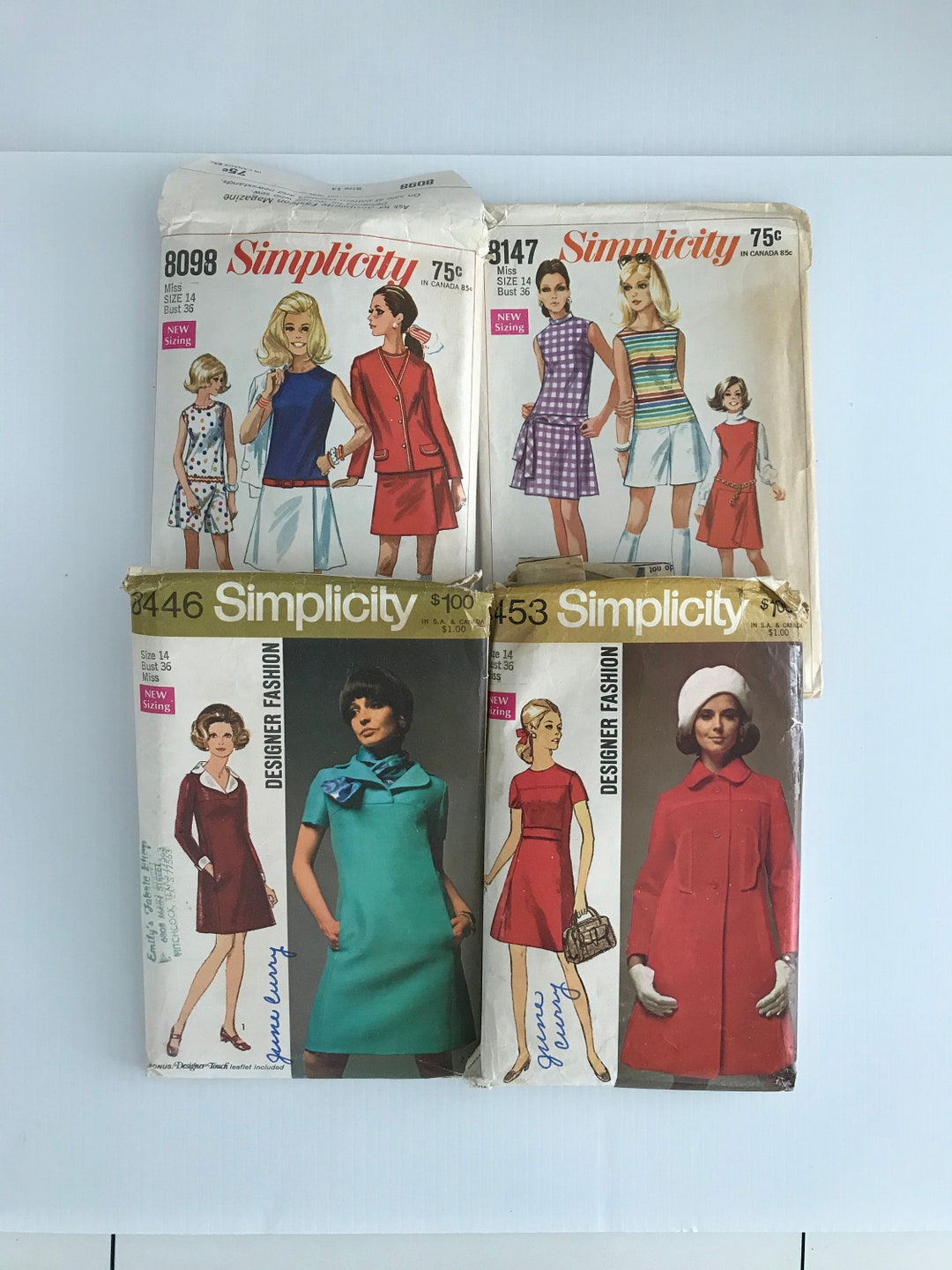 Vintage Sewing Patterns From 1969 Simplicity 8098, 8147, 8446, 8453 ...