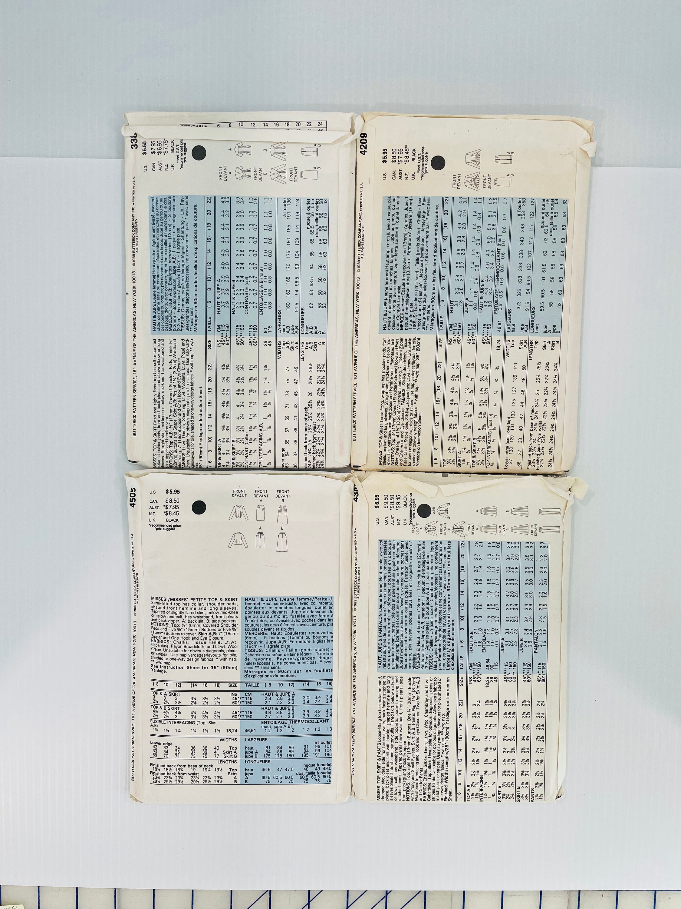 Vintage Sewing Patterns Butterick 3384, 4209, 4505, 4385, Suit, Jacket ...