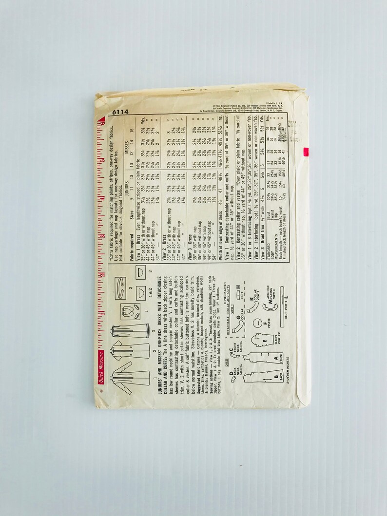 Vintage Simplicity Sewing Patterns From 1965 for Ladies Dresses Nos ...