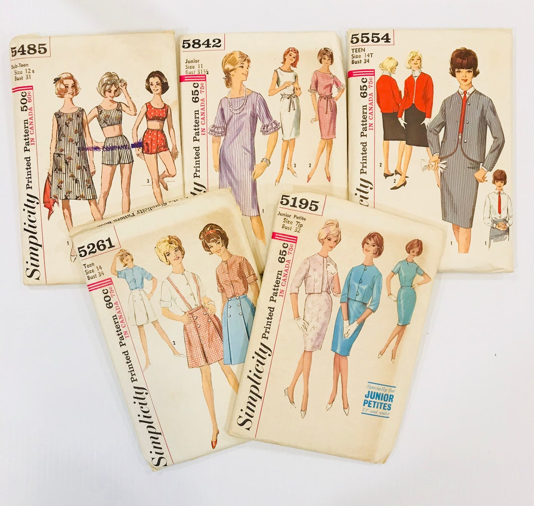 Vintage Sewing Patterns Simplicity 5485, 5842, 5554, 5261, 5195 ...