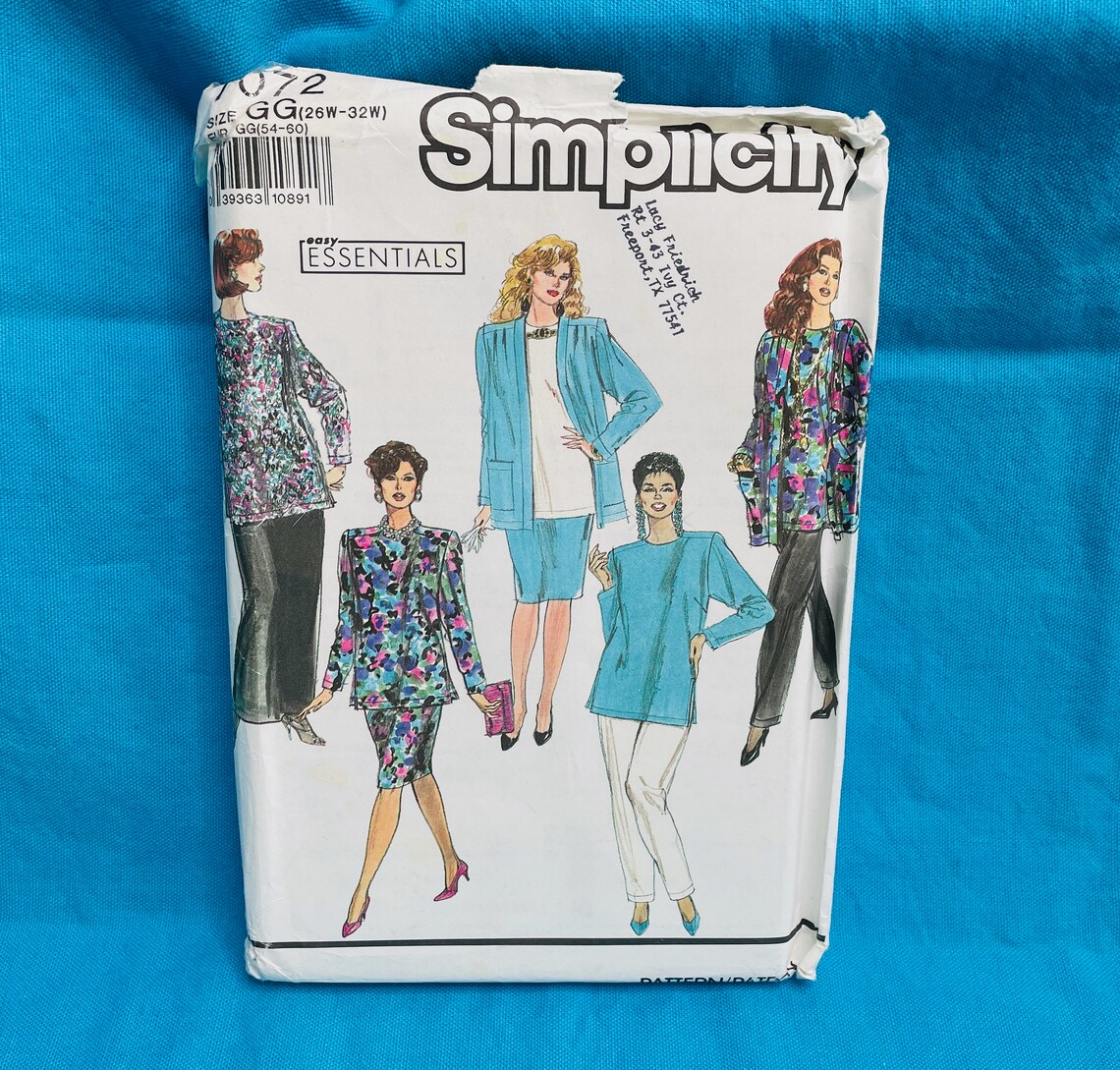 Vintage Simplicity Sewing Patterns From the Nineties, 1990s, Nos. 7072 ...