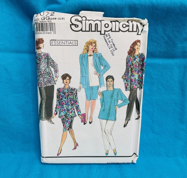 Vintage Simplicity Sewing Patterns From the Nineties, 1990s, Nos. 7072 ...