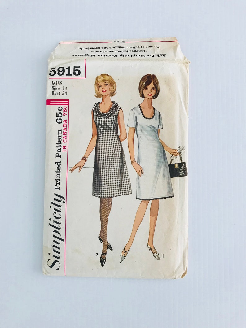 Vintage Simplicity Sewing Patterns From 1965 for Ladies Dresses Nos ...