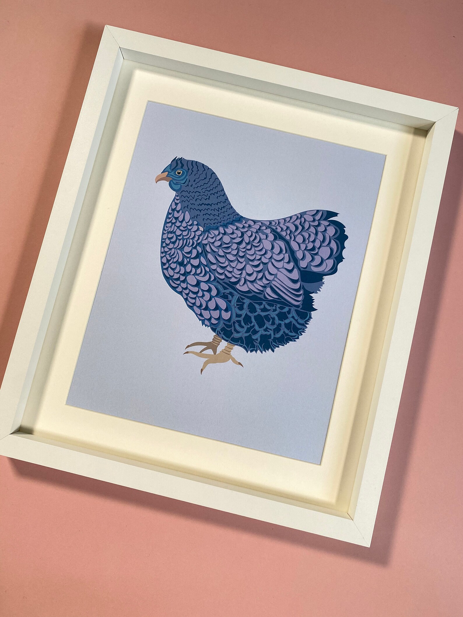 Blue Chicken Hen Print A4 - Etsy