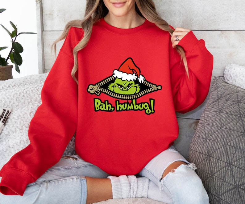 Bah Humbug Sweatshirt, Grinch Sweatshirt, Grinchmas Sweatshirt, Funny ...