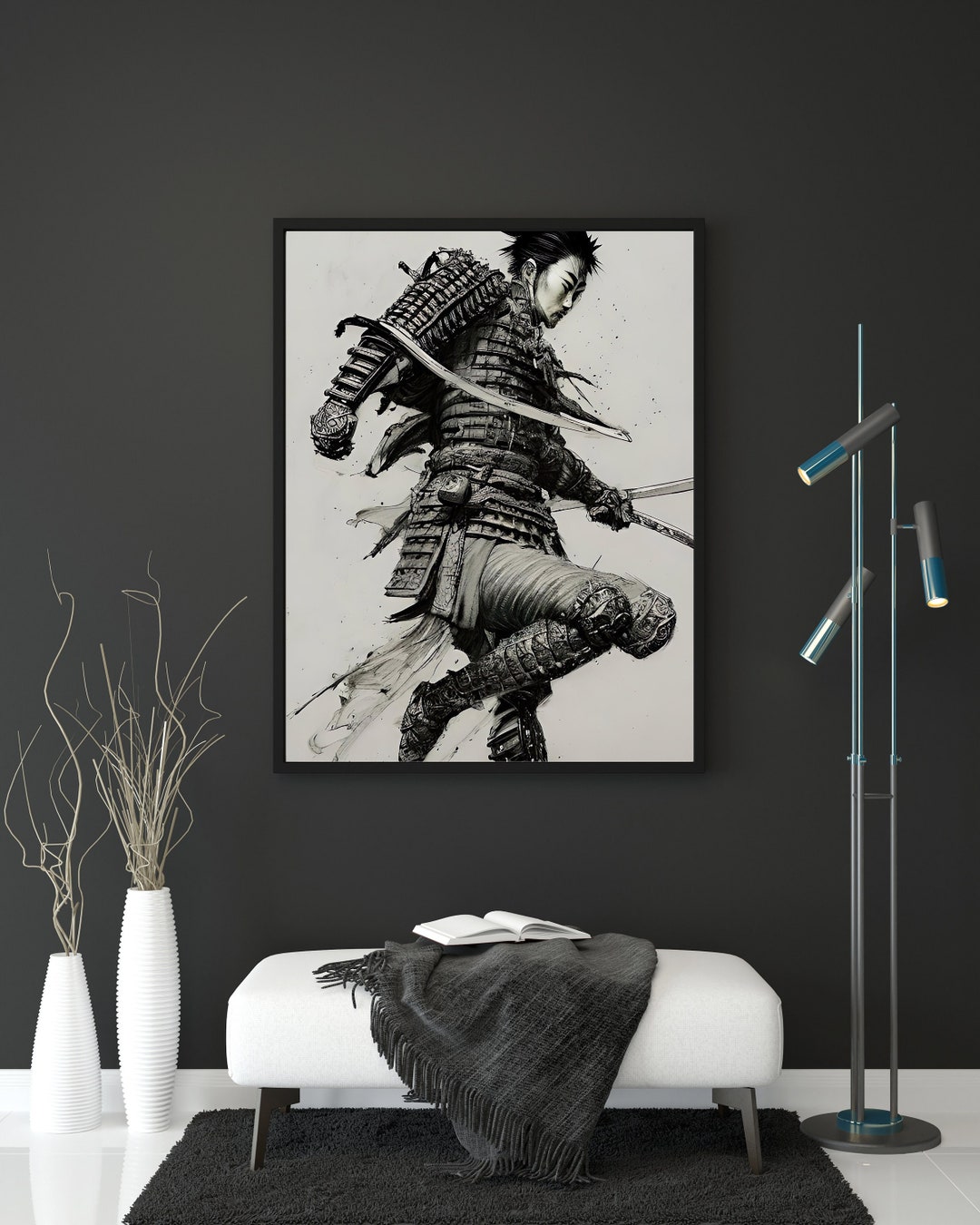 Samurai Warrior Vintage POSTER Japanese Wall Art, Ukiyo-e, Samurai With ...