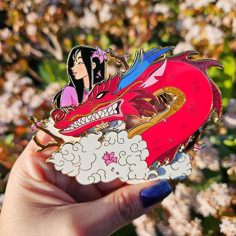 Mulan and Mushu Fantasy Jumbo Chinese Lunar New Year Enamel Pin - Etsy