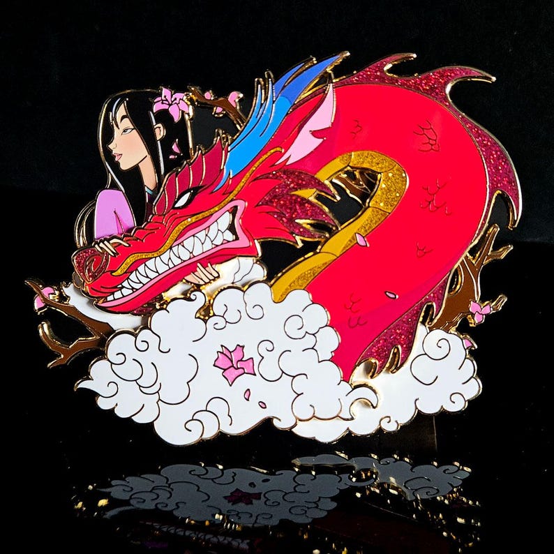 Mulan and Mushu Fantasy Jumbo Chinese Lunar New Year Enamel Pin - Etsy