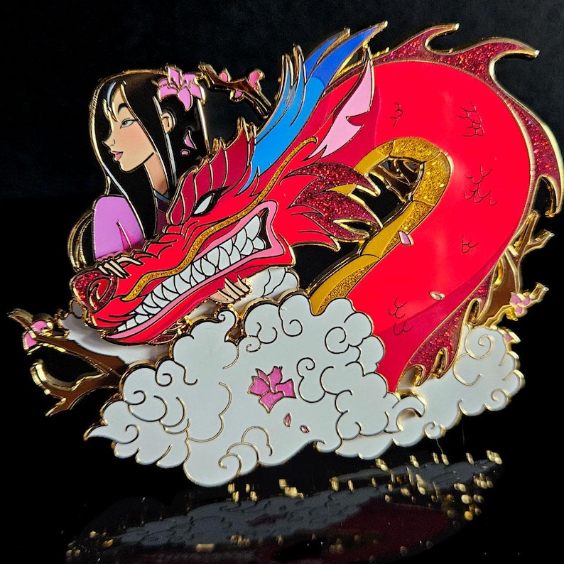 Mulan and Mushu Fantasy Jumbo Chinese Lunar New Year Enamel Pin - Etsy