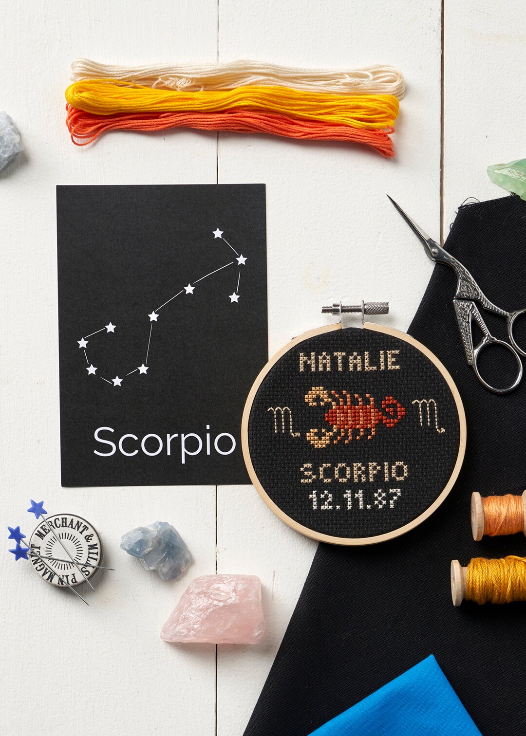 Personalised Star Sign Cross Stitch Modern Cross Stitch Kit Star Sign ...