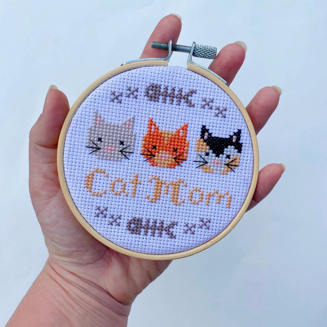 Modern Cross Stitch Kit - Gift for Cat Lovers - Beginner Level Craft ...