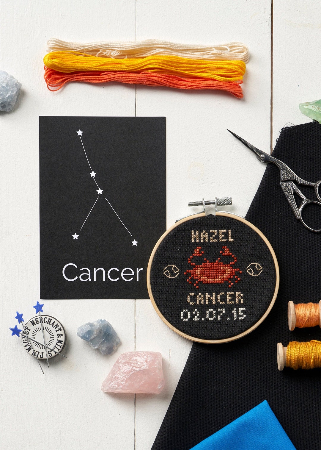 Personalised Star Sign Cross Stitch Modern Cross Stitch Kit Star Sign ...