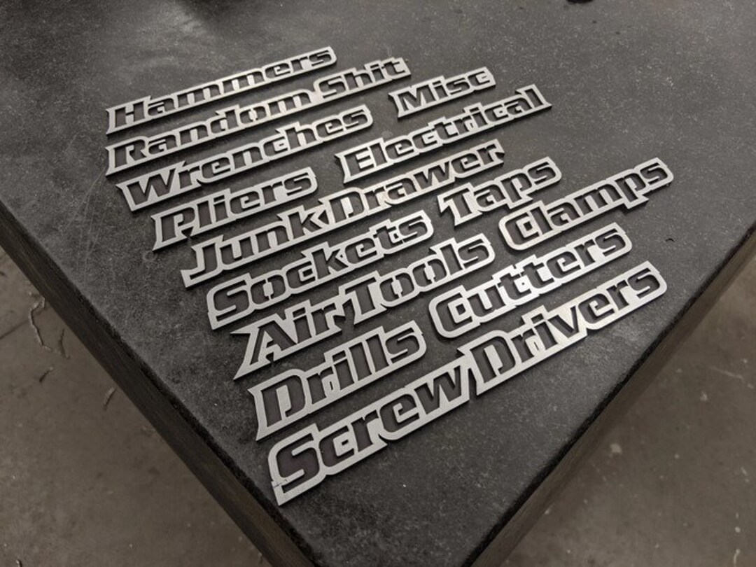 Custom Toolbox Drawer Emblems 14 Piece Set as Shown Brushed Pattern - Etsy