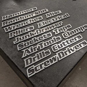 Custom Toolbox Drawer Emblems - 14 Piece Set as Shown - Brushed Pattern ...