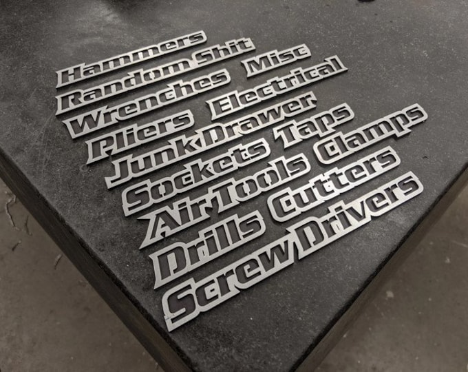Custom Toolbox Drawer Emblems 14 Piece Set as Shown Brushed Pattern - Etsy