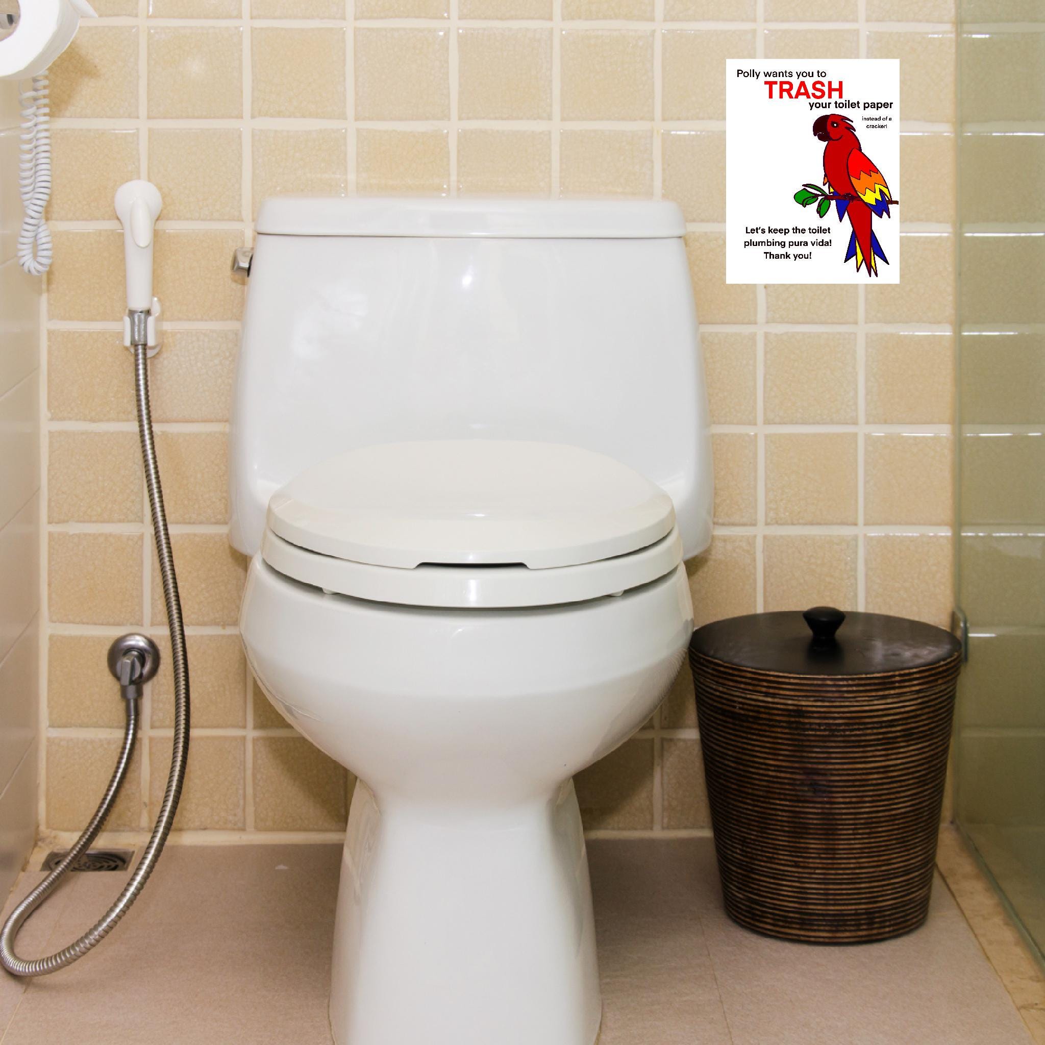 Polly Wants You to TRASH Your Toilet Paper Macaw Restroom Sign – A ...