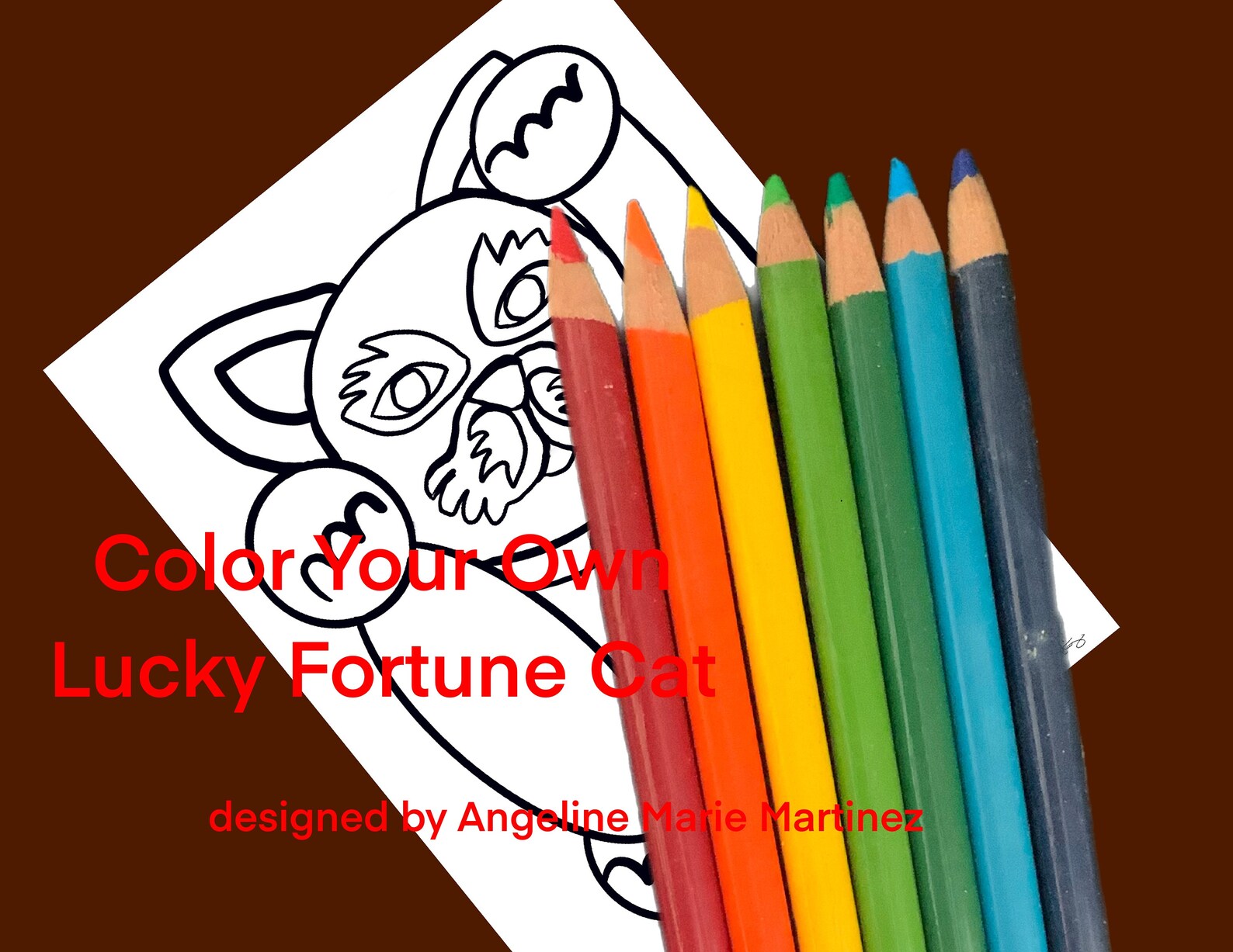 Lucky Fortune Beckoning Calm Cat Maneki Neto Color Page Printable or ...