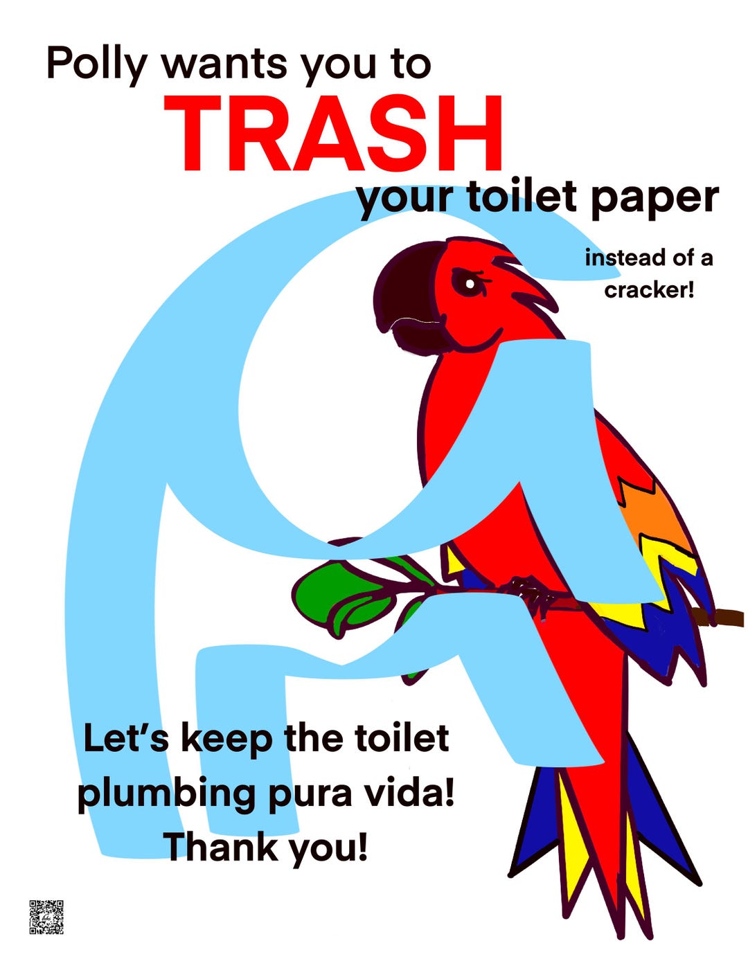 Polly Wants You to TRASH Your Toilet Paper Macaw Restroom Sign – A ...