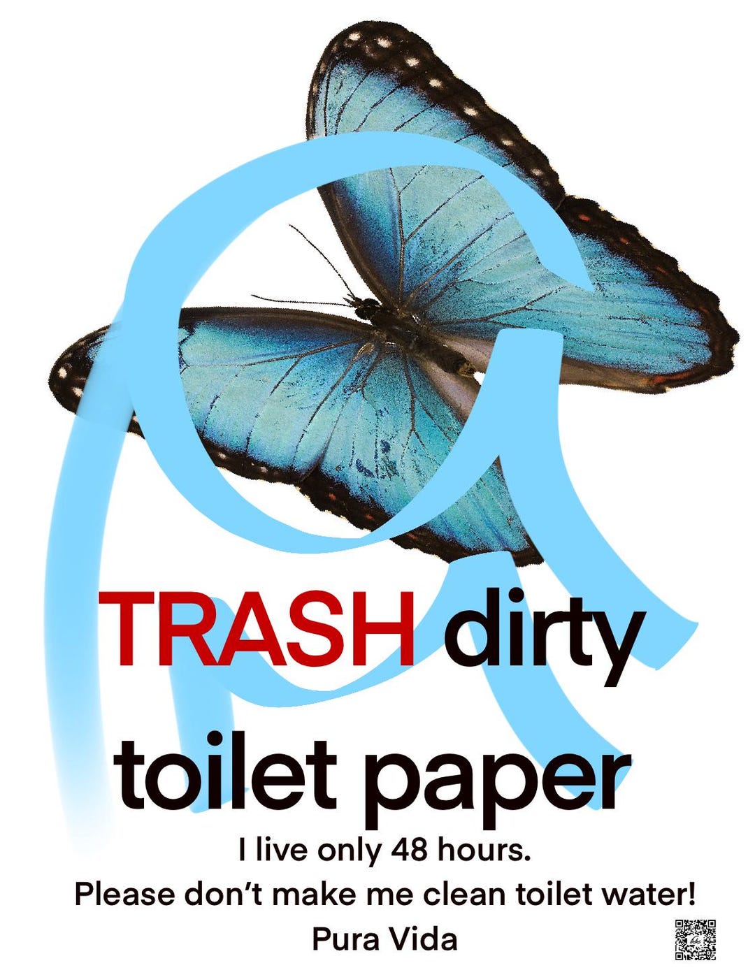 TRASH Dirty Toilet Paper, Blue Morpho Butterfly Sign – A Delicate yet ...