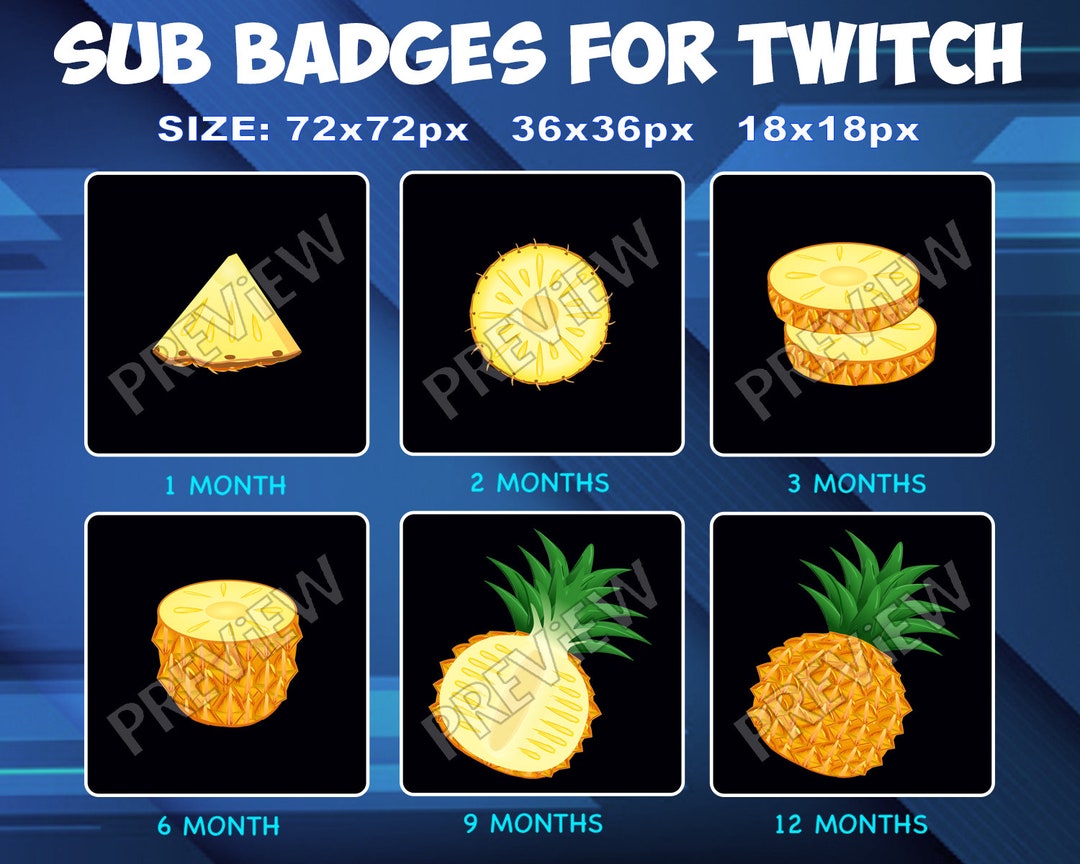 Pineapple Fruits Twitch Kick Sub Badges Subscribers Sub Bit Loyalty ...