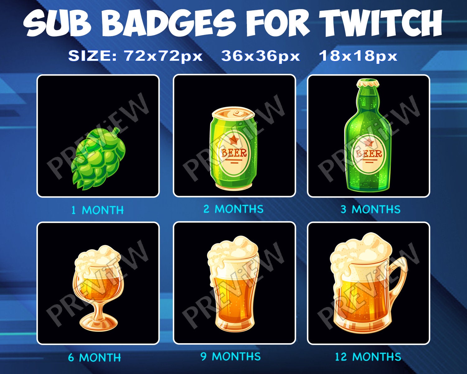 Beer Twitch Kick Sub Badges Subscribers Sub Bit Loyalty Badges for ...