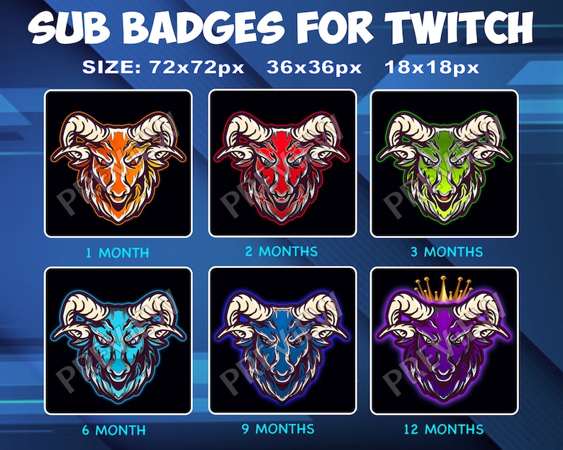 Goat Animals Twitch Kick Sub Badges Subscribers Sub Bit Loyalty Badges ...