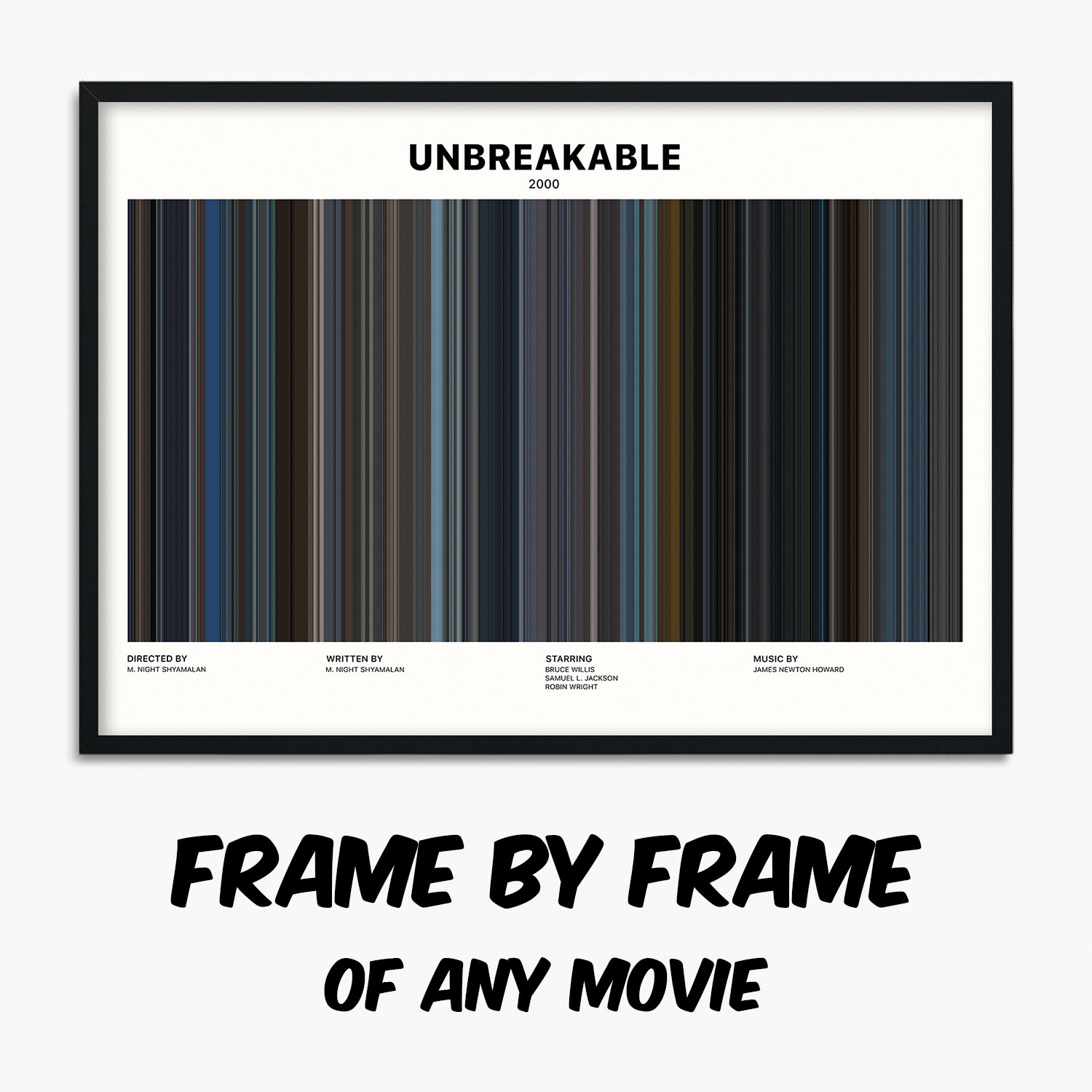 Unbreakable Movie Barcode Poster Print, Frame by Frame Art Print Gift ...