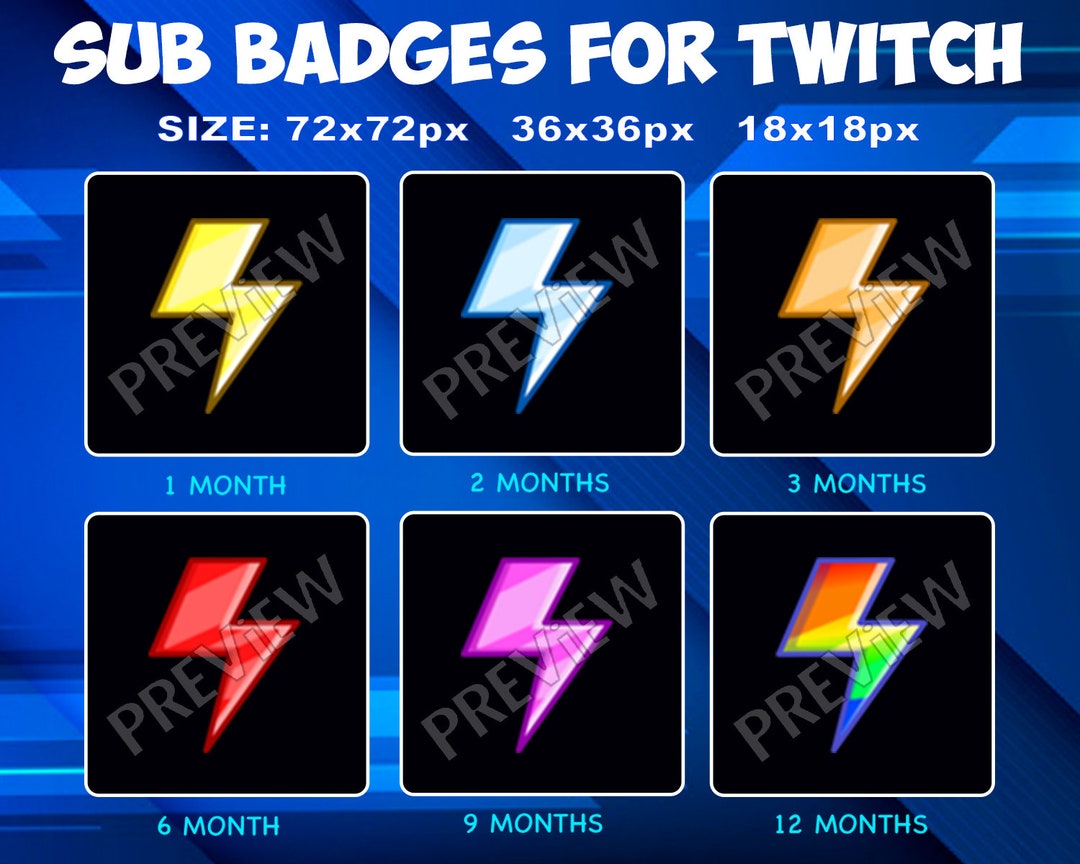 6 Zipper Sub / Bit Badges for Twitch Kick, Loyalty Rank Badges Pack for ...