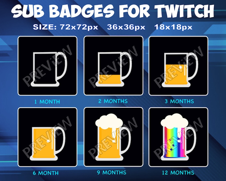 Beer Twitch Kick Sub Badges Subscribers Sub Bit Loyalty Badges Beer Mug ...