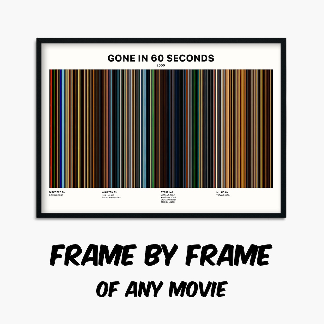 Gone in 60 Seconds 2000 Movie Barcode Poster Print, Frame by Frame Art ...
