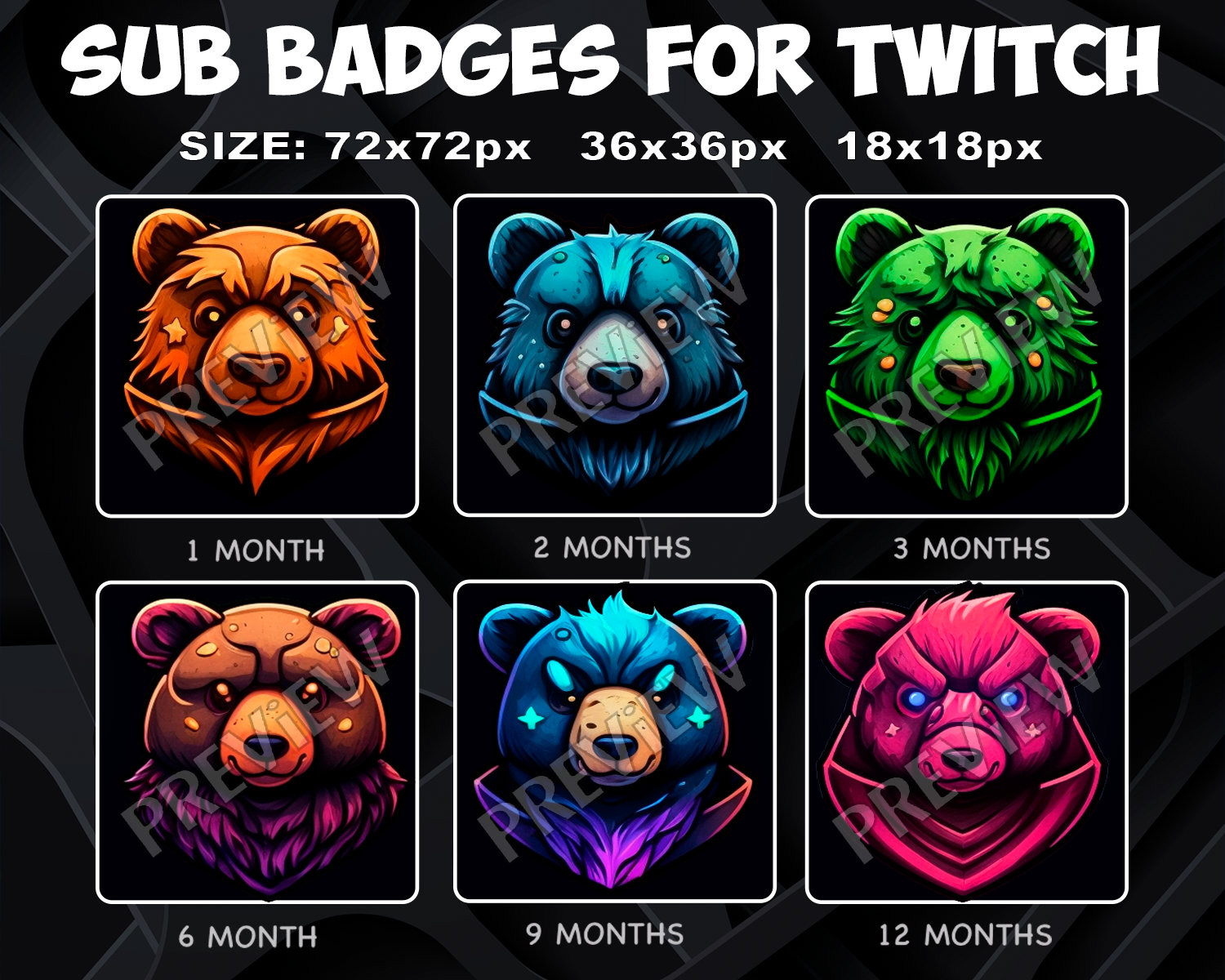 Twitch Kick Bears Sub Badges Twitch Kick Bears Subscribers Loyalty Badges Etsy