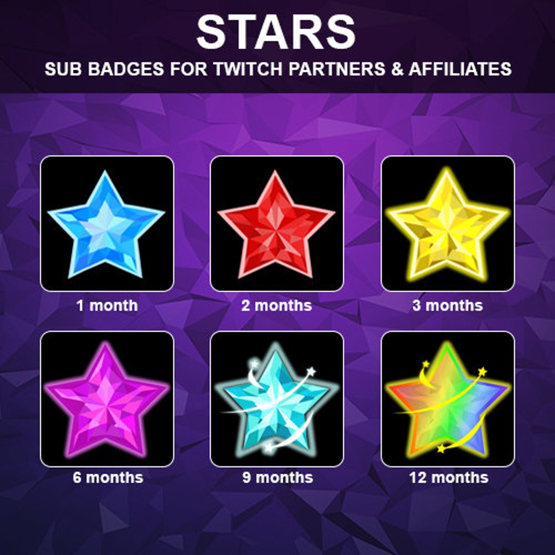 Twitch Kick Stars Sub Badges | Twitch Kick Star Subscribers Loyalty Badges - Etsy